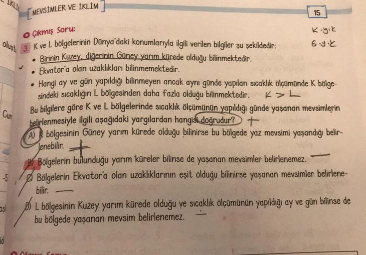 IKLI oluşt Cu -5 $ d [MEVSİMLER VE İKLİ... - Ortaokul Fen Bilgisi