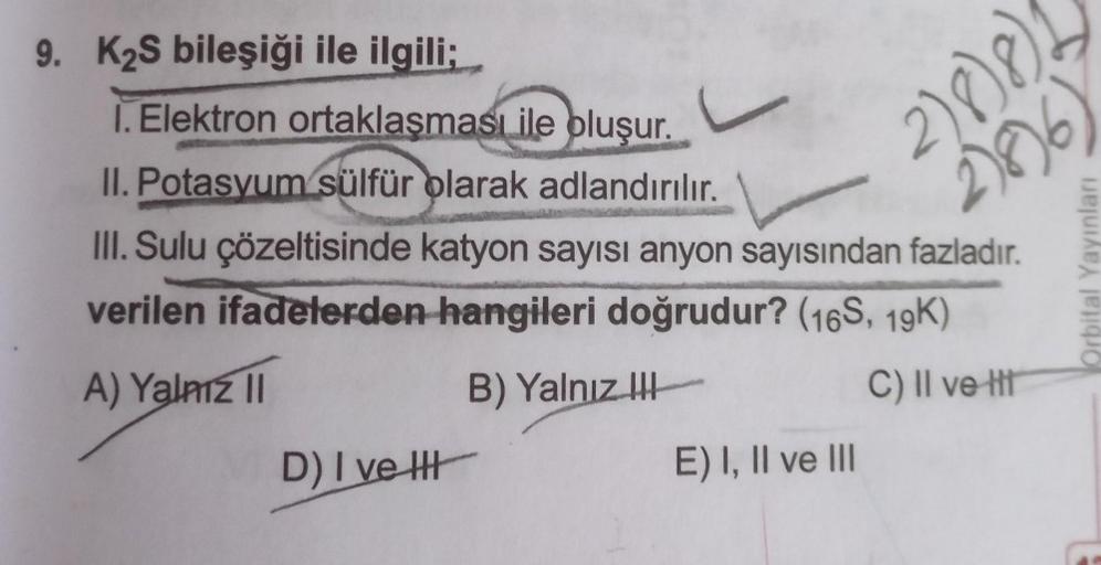9 K₂s Bileşiği Ile Ilgili I Elektron Ortaklaşması I Kimya