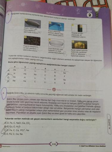 AM Saf Maddeler-1 5. Aşağıdaki harflend... - Ortaokul Fen Bilgisi