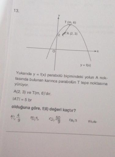 13 10 O T M 6 2a 2 3 Y F X Yukarıda Y Tasında Bulunan