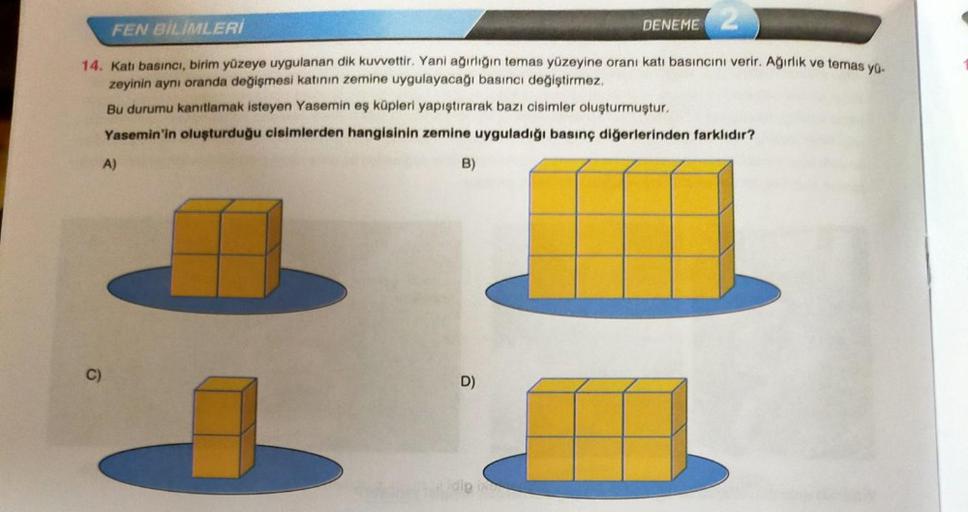 FEN BİLİMLERİ 14. Katı basıncı, birim y... - Ortaokul Fen Bilgisi