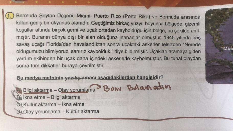 1. Bermuda Şeytan Üçgeni; Miami, Puerto Rico (Porto Riko) ve Bermuda ...
