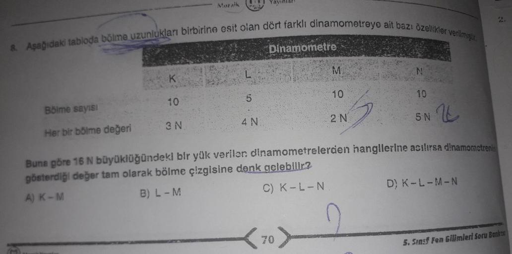 Bölme sayısı Her bir bölme değeri 8. Aş... - Ortaokul Fen Bilgisi