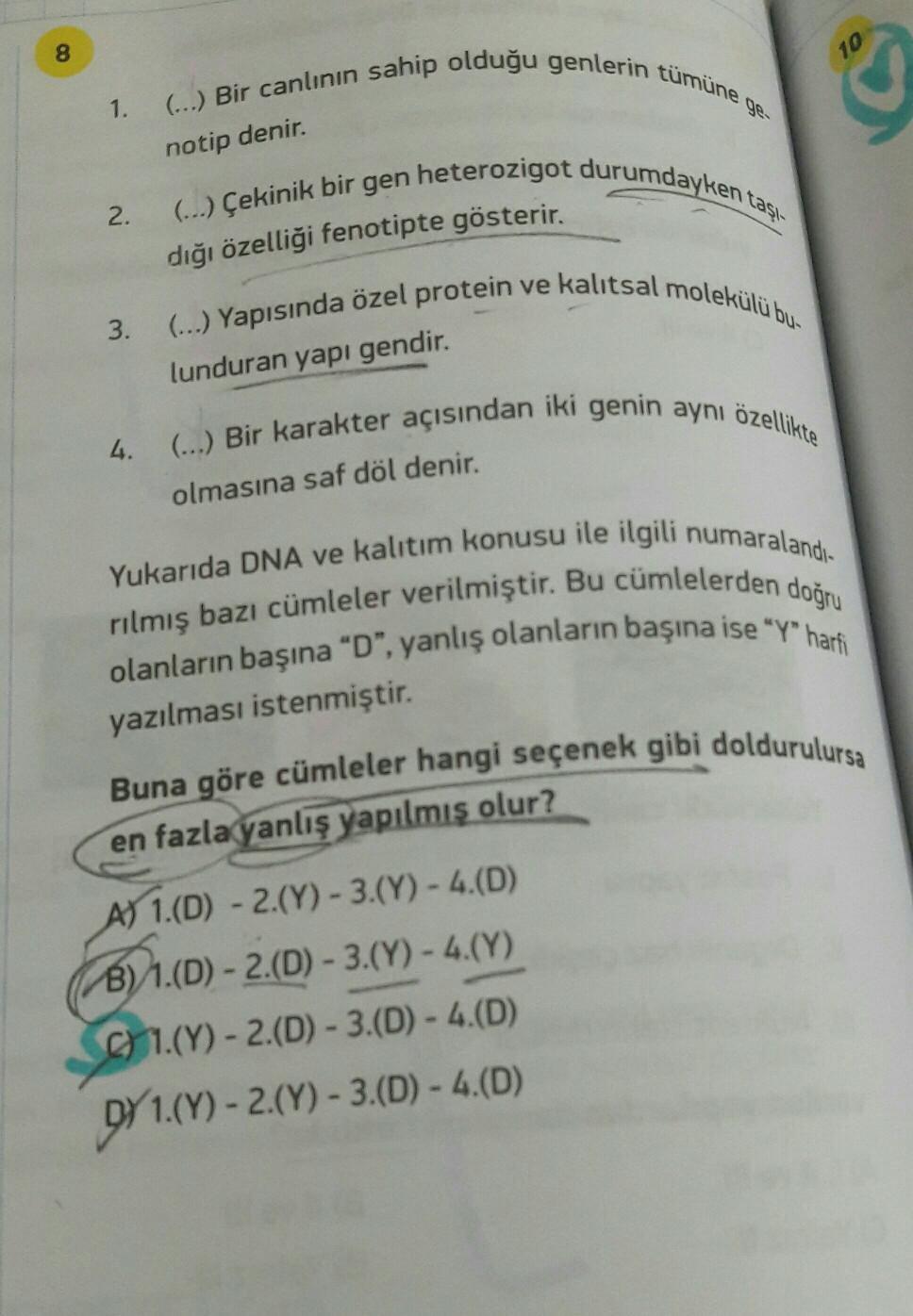 8 1. 2. 3. (...) Bir canlının sahip olduğu genlerin tümüne ge ...