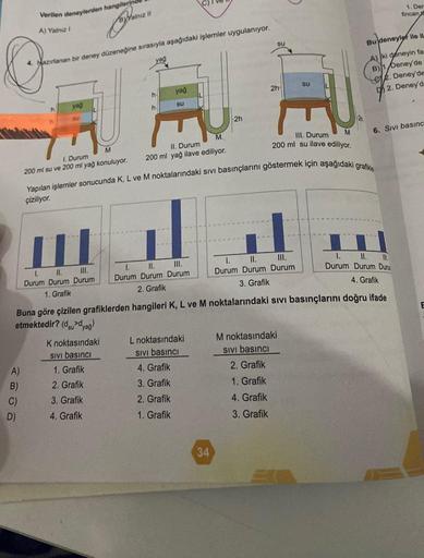 A) B) Verilen deneylerden hangilerin A)... - Ortaokul Fen Bilgisi