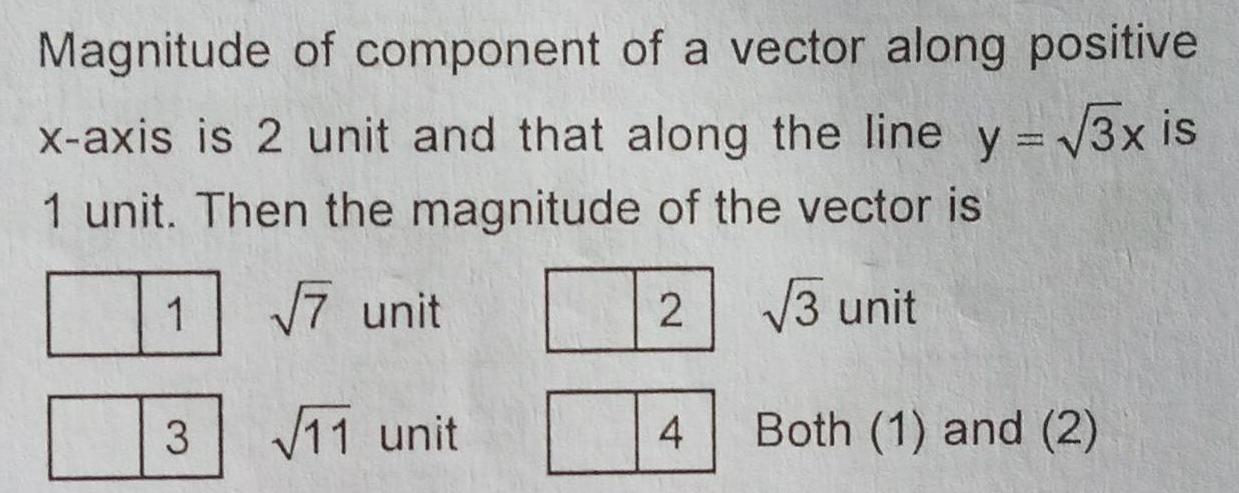 [ANSWERED] Magnitude of component of a vector along positive x axis is ...