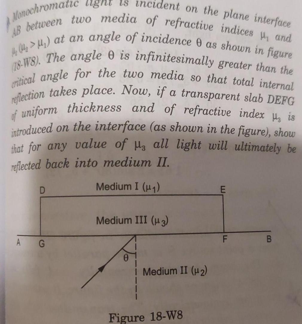 [ANSWERED] dent on the plane interface Monochromatic light is in AB ...