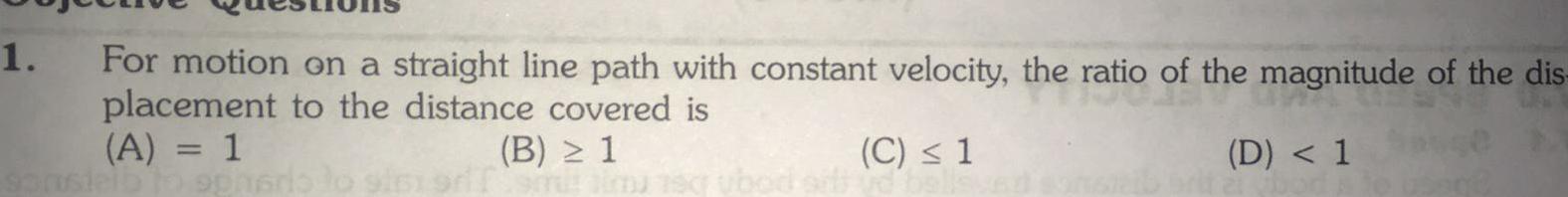 [ANSWERED] 1 For motion on a straight line path with constant velocity ...