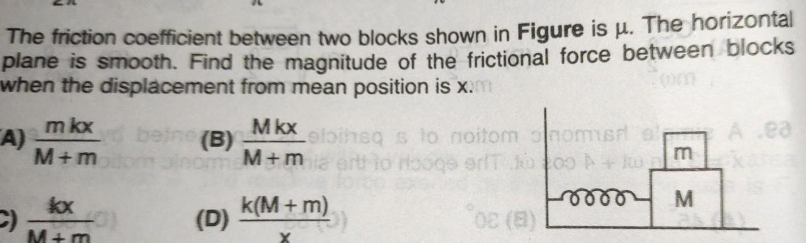 [answered] The Friction Coefficient Between Two Blocks Shown In Figure