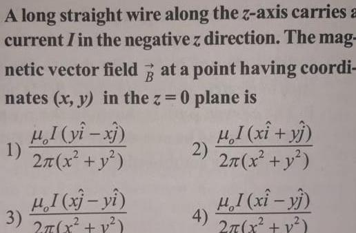 [ANSWERED] A long straight wire along the z axis carries a current I in - Kunduz