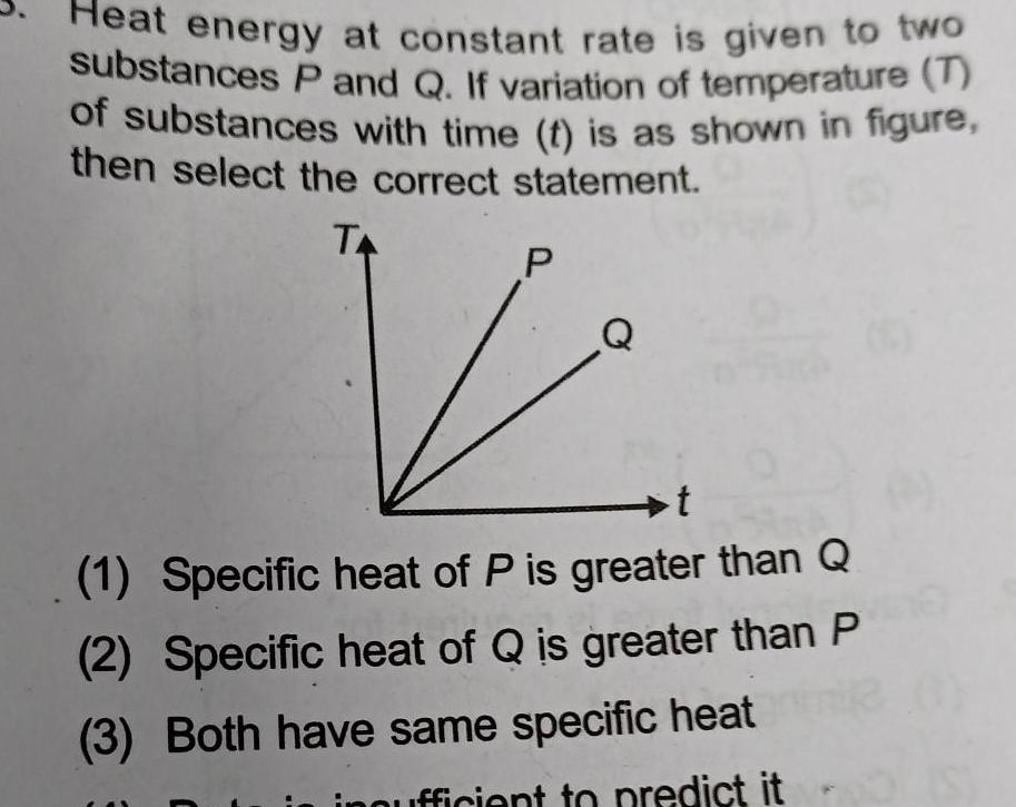 [ANSWERED] Heat energy at constant rate is given to two substances P ...
