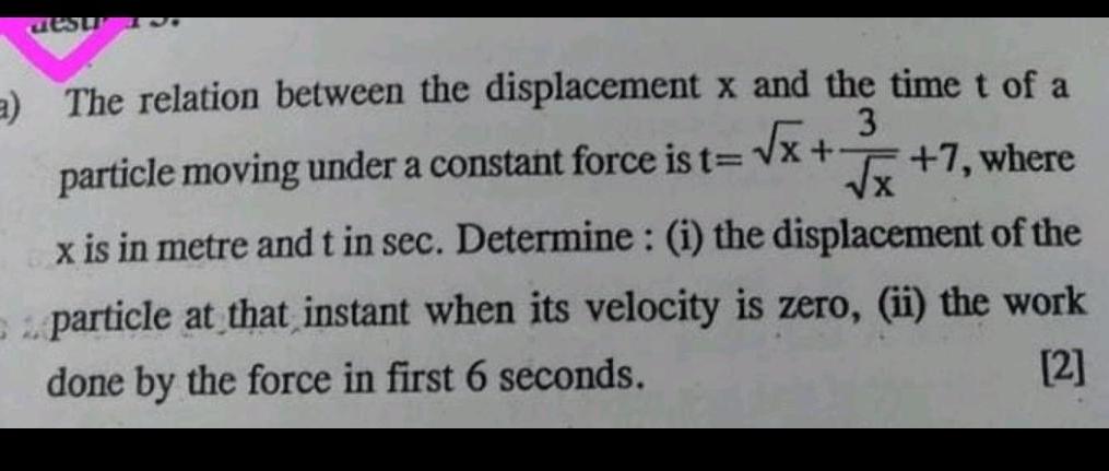 [ANSWERED] desu J a The relation between the displacement x and the - Kunduz