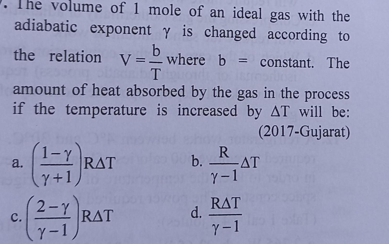 [ANSWERED] The volume of 1 mole of an ideal gas with the adiabatic - Kunduz