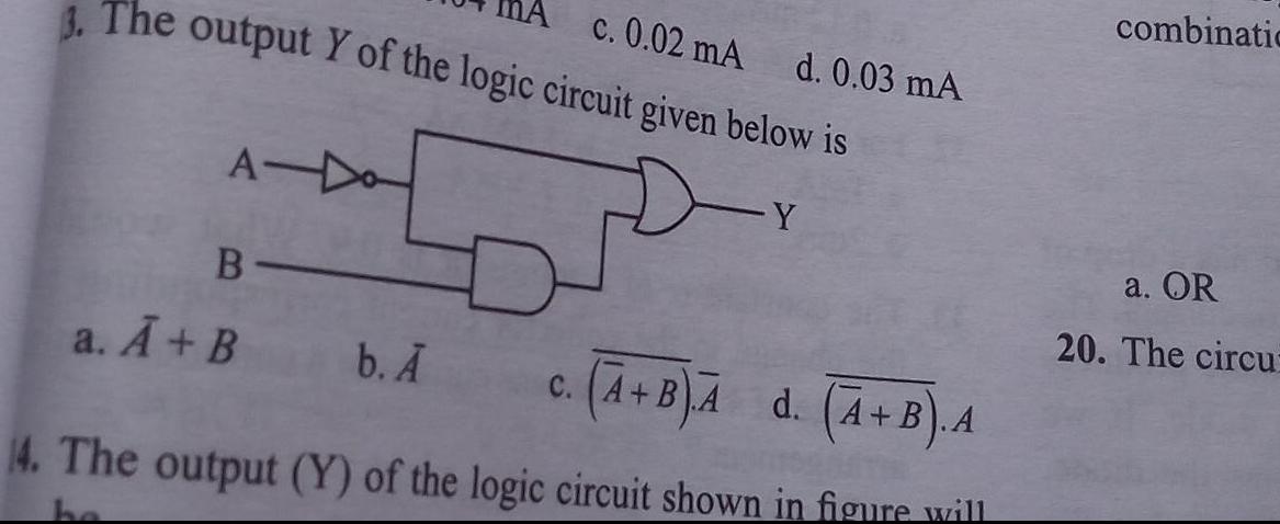 [ANSWERED] 3 The output Y of the logic circuit given below is A Do B a - Kunduz