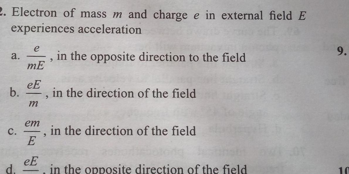 [ANSWERED] 2 Electron of mass m and charge e in external field E - Kunduz
