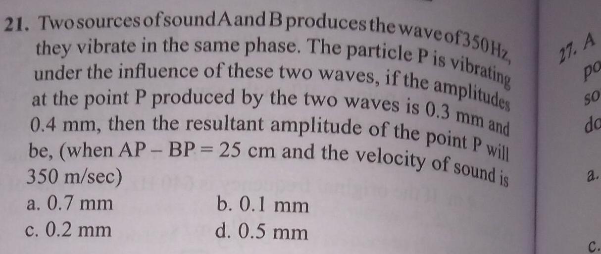[ANSWERED] 21 Two sources of sound A and B produces the wave of 350 Hz - Kunduz