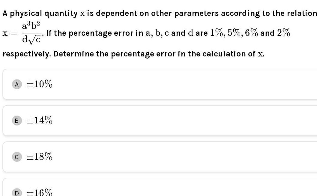 [ANSWERED] A physical quantity x is dependent on other parameters - Kunduz