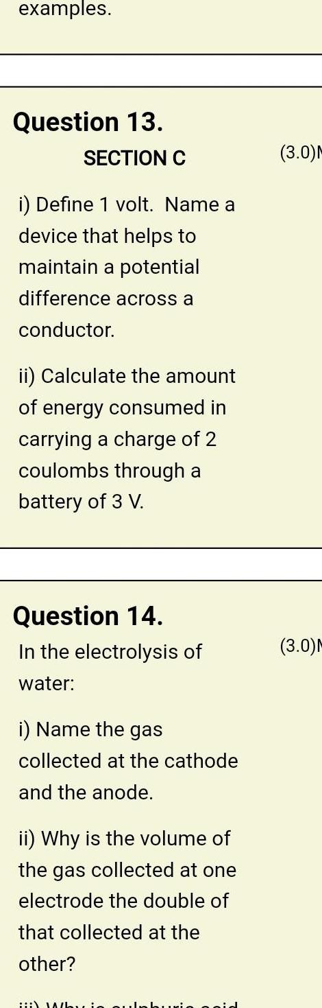 [ANSWERED] examples Question 13 SECTION C i Define 1 volt Name a device ...