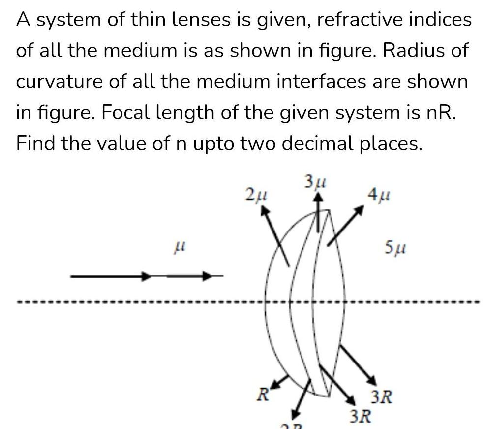 [ANSWERED] A system of thin lenses is given refractive indices of all ...