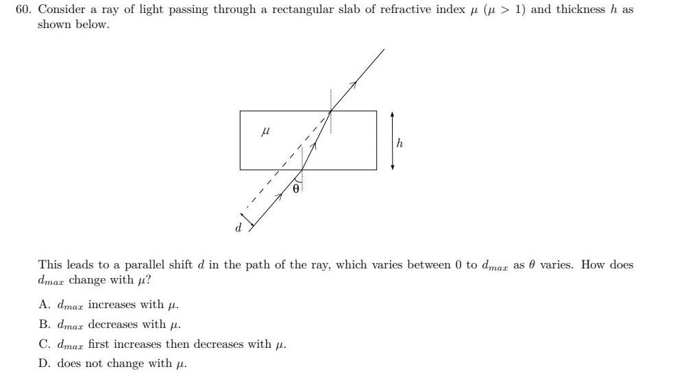[ANSWERED] 60 Consider a ray of light passing through a rectangular - Kunduz