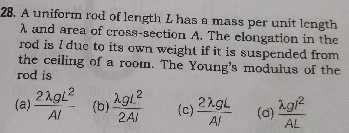 [ANSWERED] 28 A uniform rod of length L has a mass per unit length and ...
