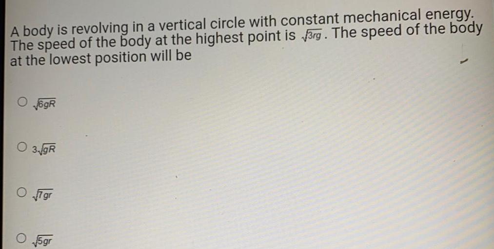 [ANSWERED] A body is revolving in a vertical circle with constant - Kunduz