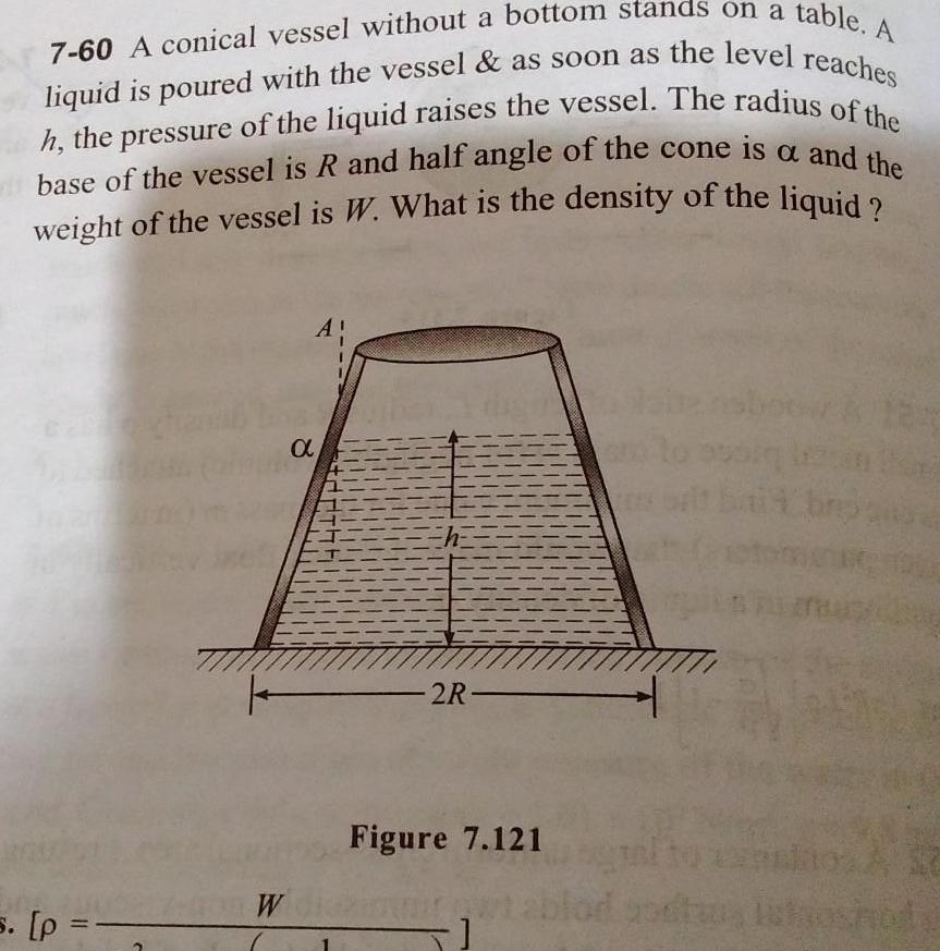 [ANSWERED] 7 60 A conical vessel without a bottom stands on a table A ...