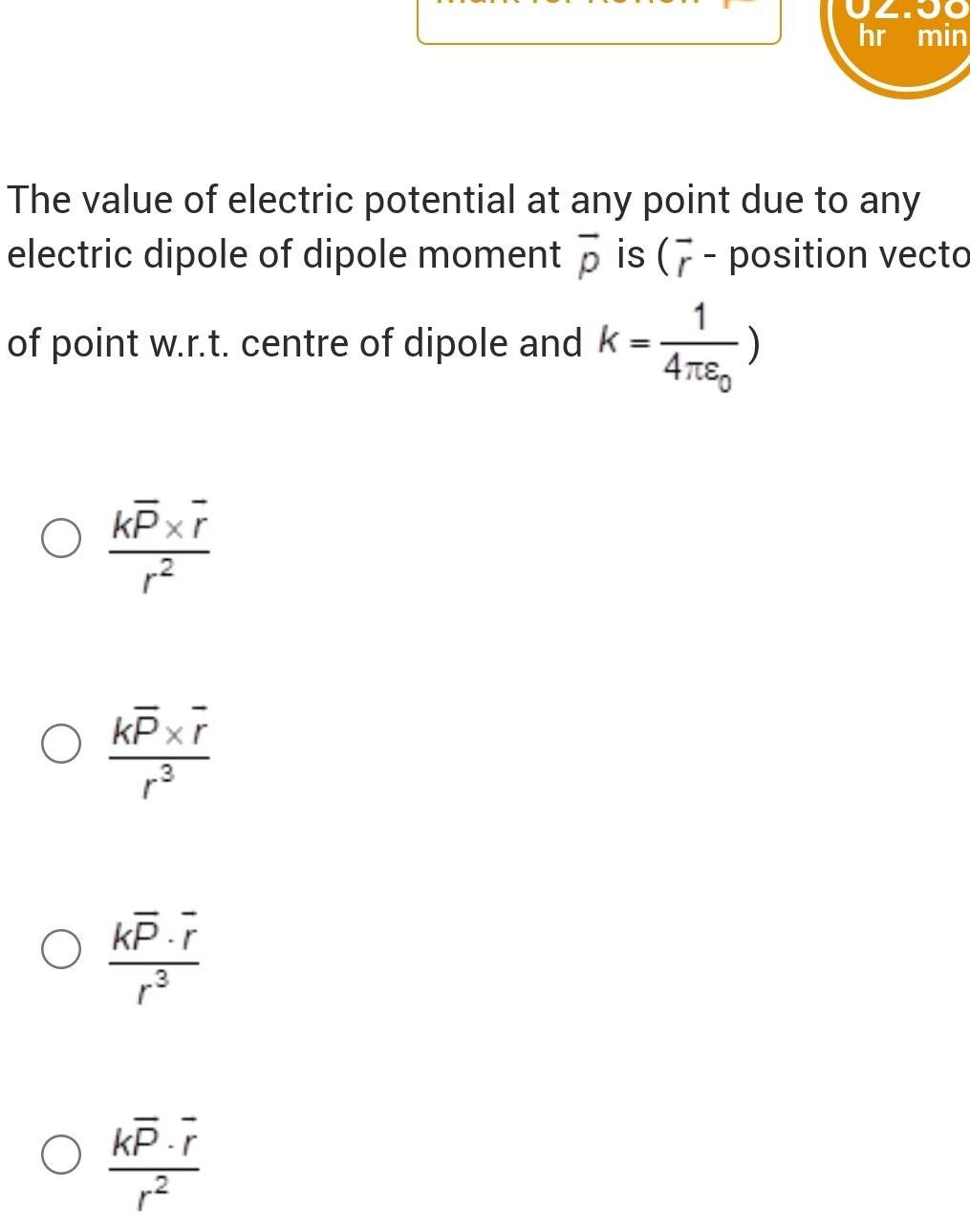 [ANSWERED] The value of electric potential at any point due to any - Kunduz