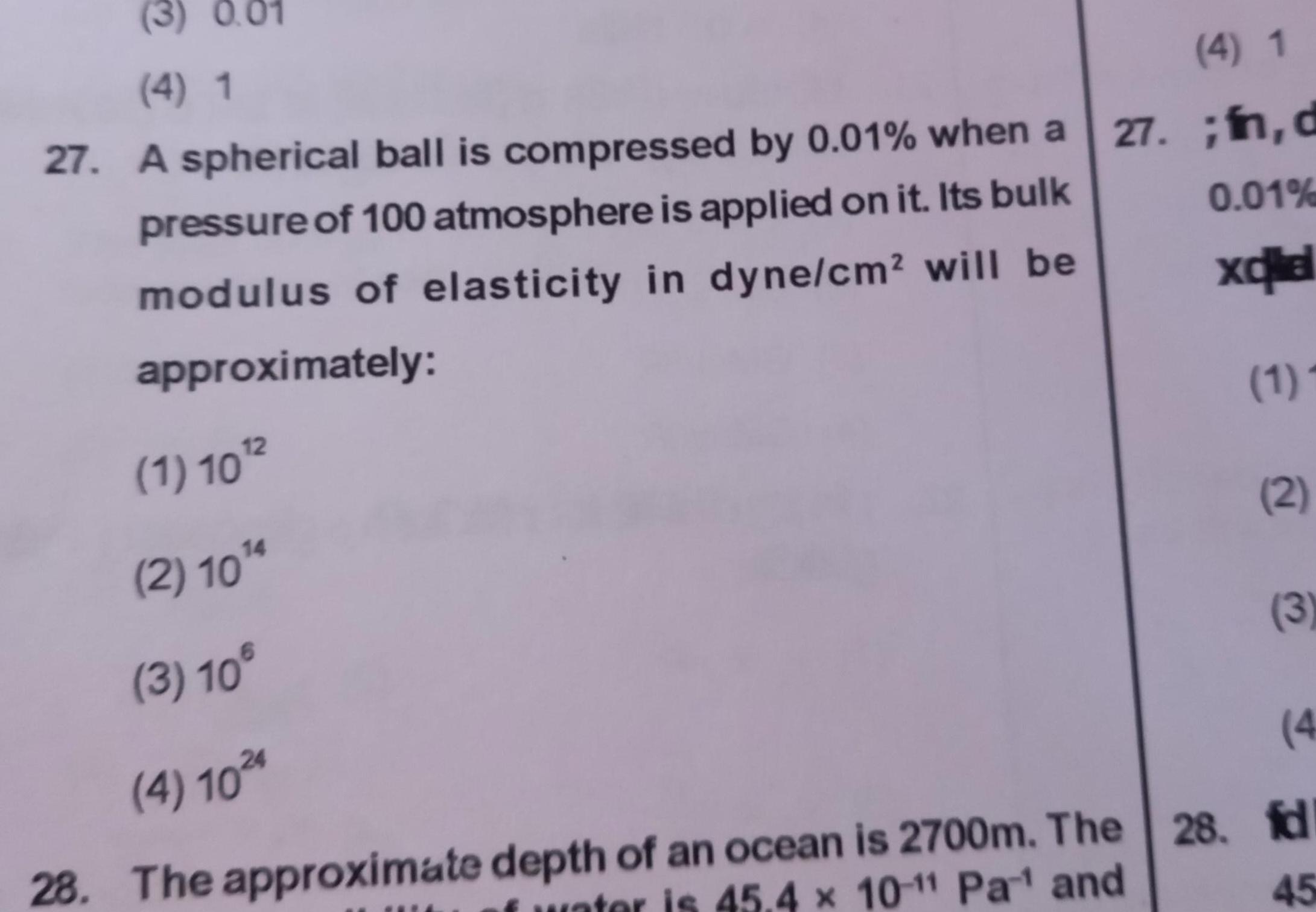 [ANSWERED] 3 4 1 27 27 A spherical ball is compressed by 0 01 when a ...
