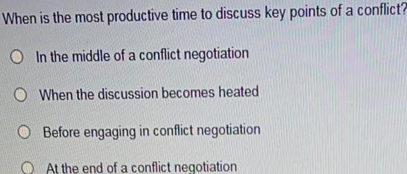 [ANSWERED] When is the most productive time to discuss key points of a ...