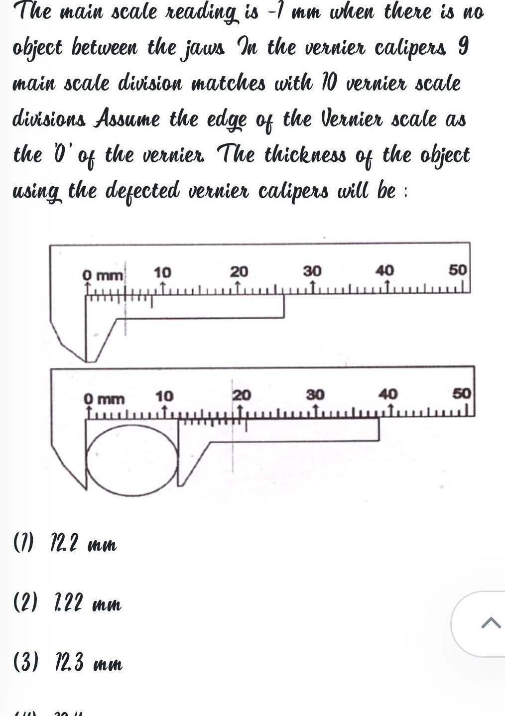 ANSWERED The Main Scale Reading Is 1 Mm When There Is No Obje ANSWERED The Main Scale Reading Is 1 Mm When There Is No Obje