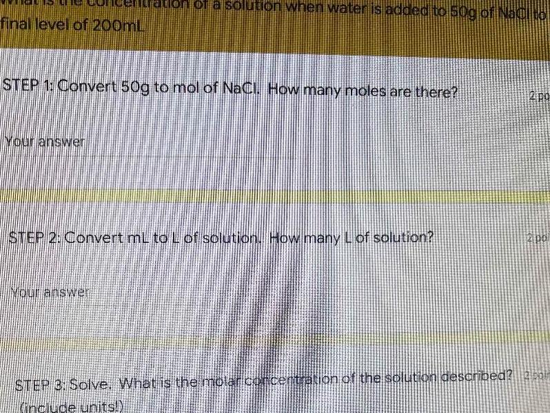 ANSWERED G Final Level Of 200mL STEP 1 Convert 50g Physical ANSWERED G Final Level Of 200mL STEP 1 Convert 50g Physical