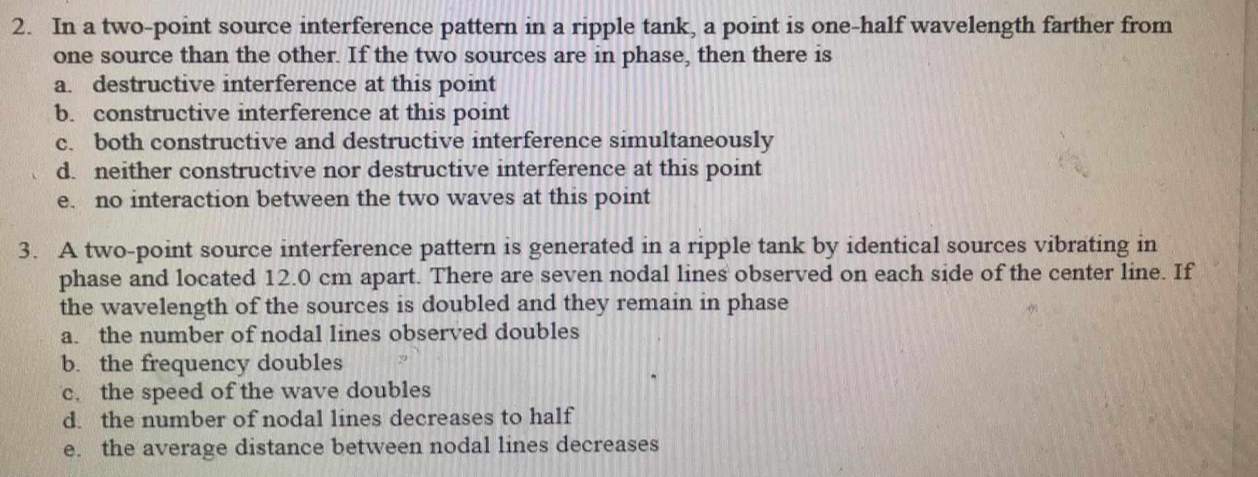 Answered 2 In A Two Point Source Interference Pattern In A Ripple Kunduz