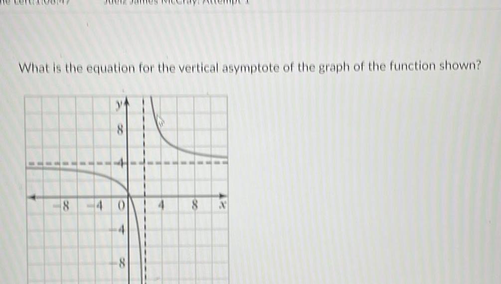 ANSWERED Elz What Is The Equation For The Vertical Asymptote ANSWERED Elz What Is The Equation For The Vertical Asymptote