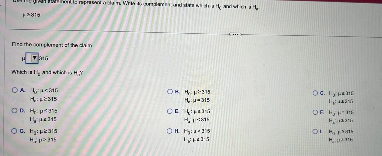 Answered Use The Given Statement To Represent A Claim Write Its Kunduz 