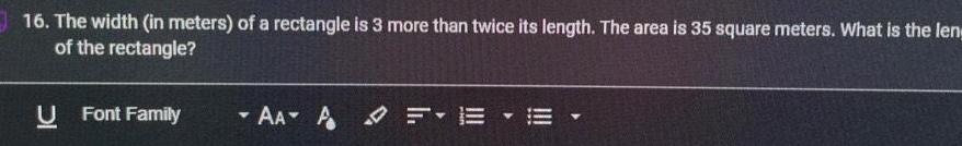 [ANSWERED] 16 The width in meters of a rectangle is 3 more than twice - Kunduz