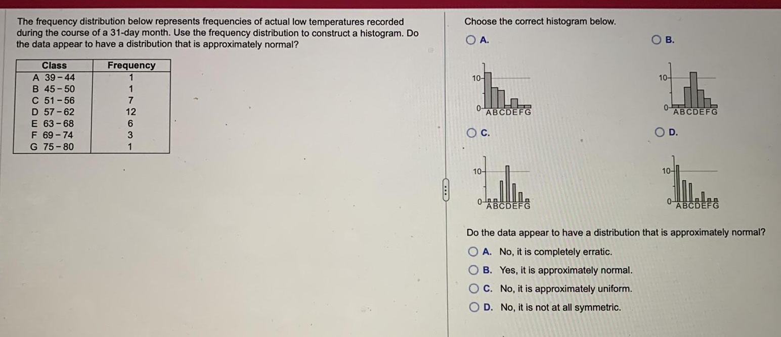 [ANSWERED] The frequency distribution below represents frequencies of ...