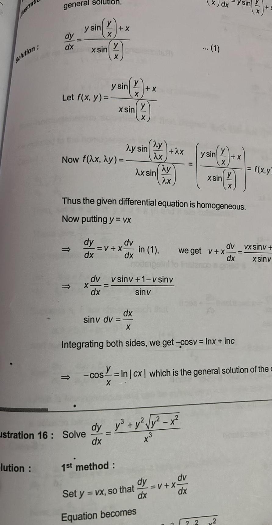 [ANSWERED] ustrati Solution general solution 3 X lution dy dx y sin y ...