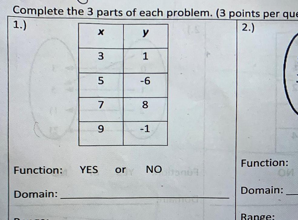 [ANSWERED] Complete the 3 parts of each problem 3 points per que 1 2 y ...
