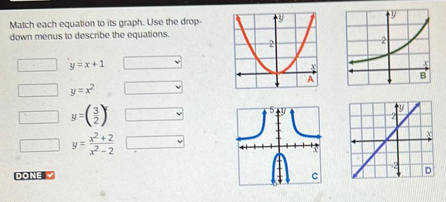Answered Match Each Equation To Its Graph Use The Drop Down Menus To Kunduz