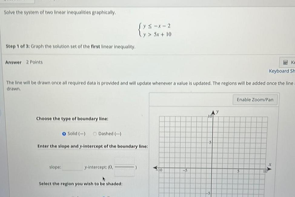 [ANSWERED] Solve the system of two linear inequalities graphica ...
