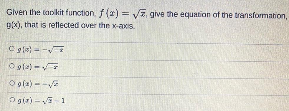 [ANSWERED] Given the toolkit function f x x give the equation of the ...