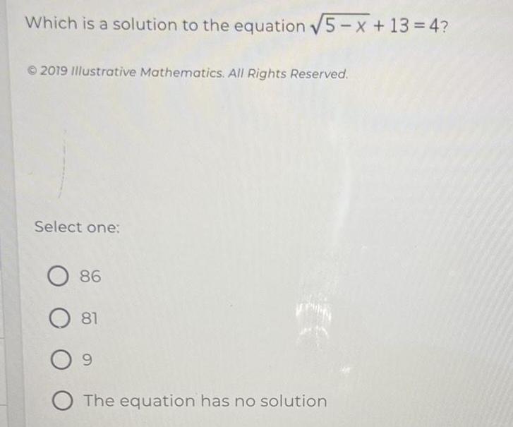[ANSWERED] Which is a solution to the equation 5 x 13 4 2019 - Kunduz