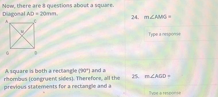 [ANSWERED] Now there are 8 questions about a square Diagonal AD 20mm G ...