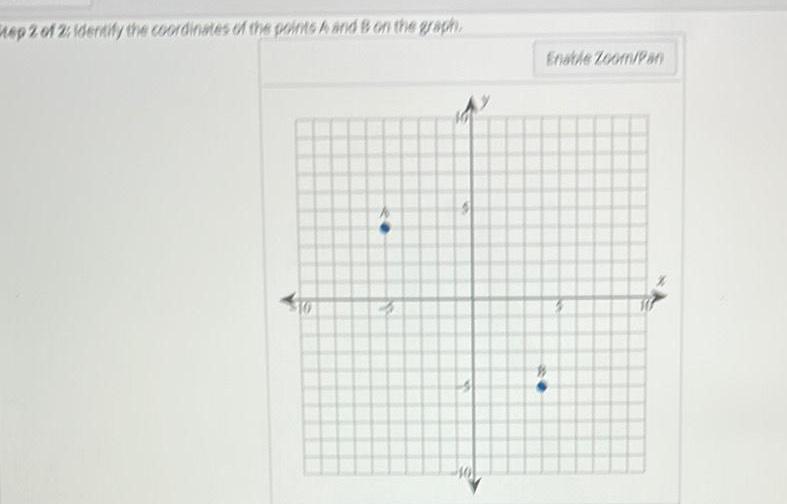 [ANSWERED] tep 2 of 2 Identify the coordinates of the points A and B on ...