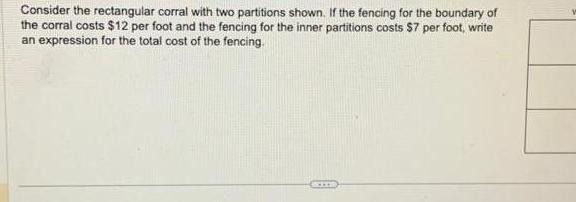 [ANSWERED] Consider the rectangular corral with two partitions shown If - Kunduz