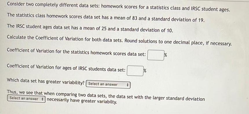 [ANSWERED] Consider two completely different data sets homew... - Statistics - Kunduz