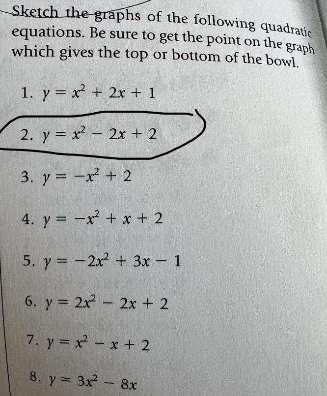 [ANSWERED] Sketch the graphs of the following quadratic equations Be - Kunduz