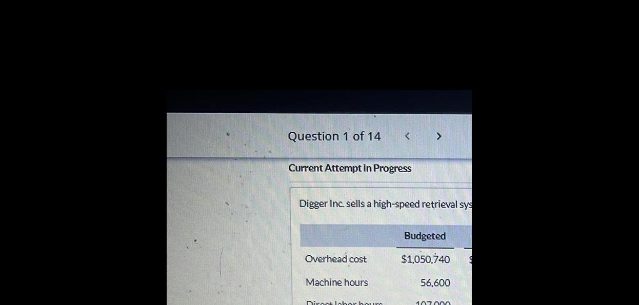 [ANSWERED] Question 1 of 14 Current Attempt in Progress Digger Inc - Kunduz