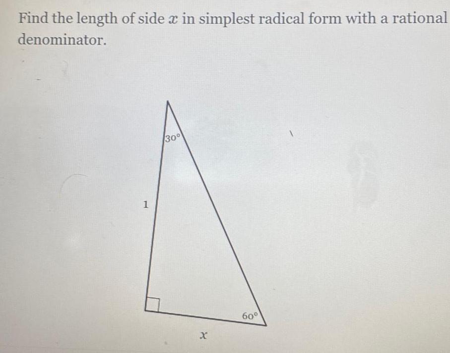 ANSWERED Find The Length Of Side X In Simplest Radical Form answered-find-the-length-of-side-x-in-simplest-radical-form
